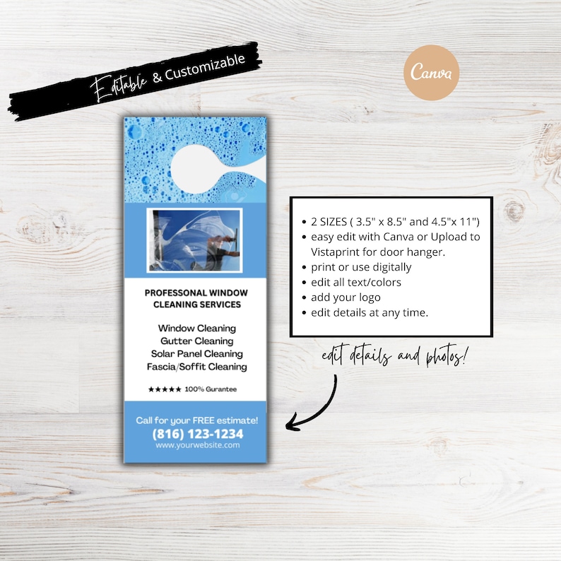 Window Cleaning Door Hanger Template: Business Flyer (canva Editable ...