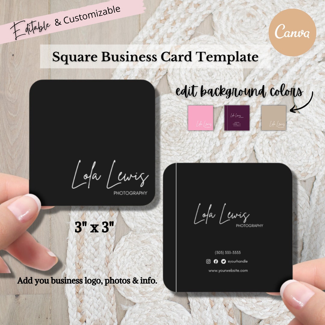 Editable Square Business Card Template - 3" X 3", DIY Buisness Card ...
