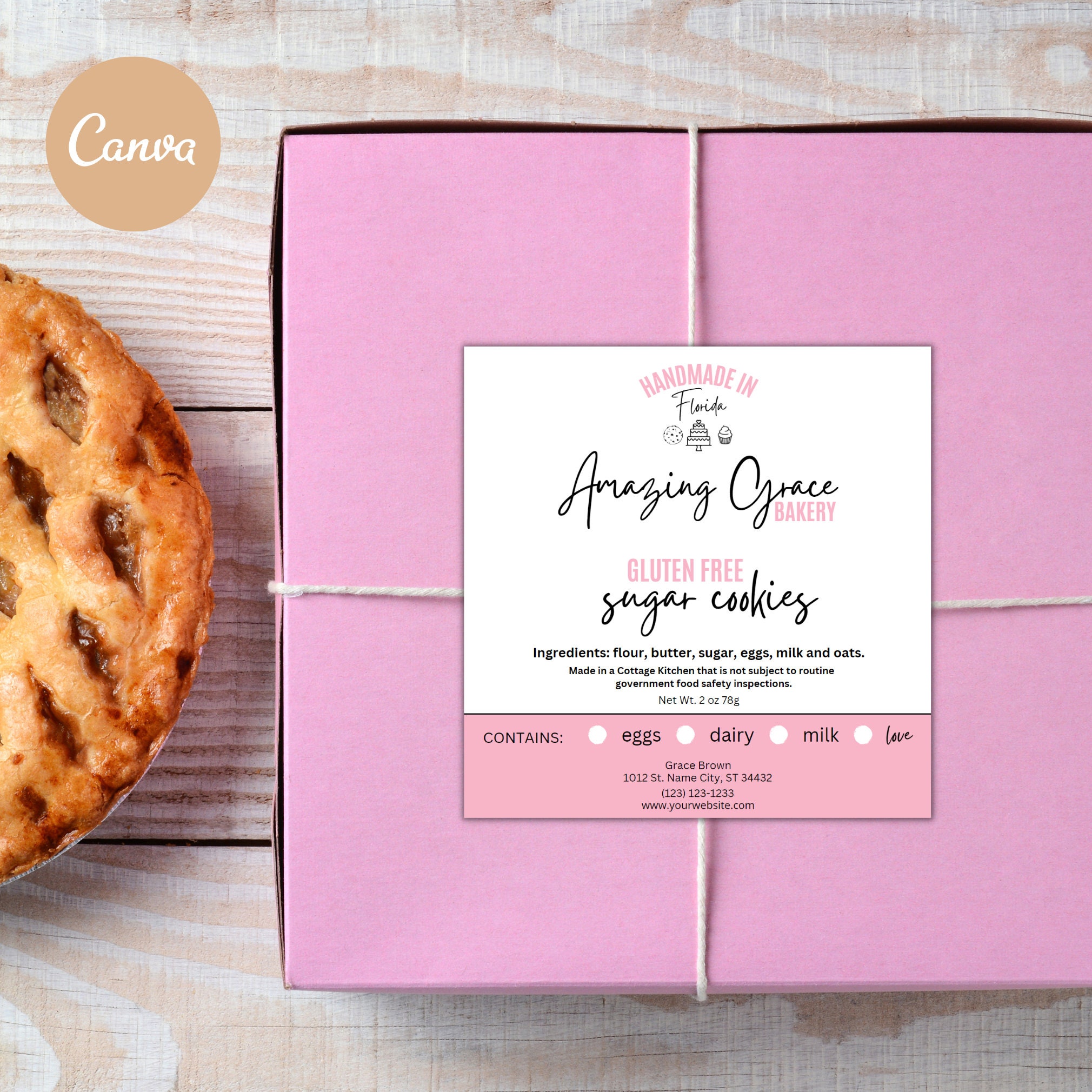Editable Bakery Label Template: Custom Cookie Ingredients (digital ...