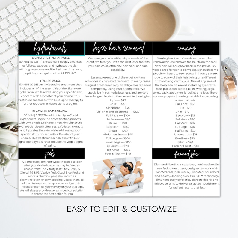Esthetics Med Spa Brochure Med Spa Trifold Printable - Etsy