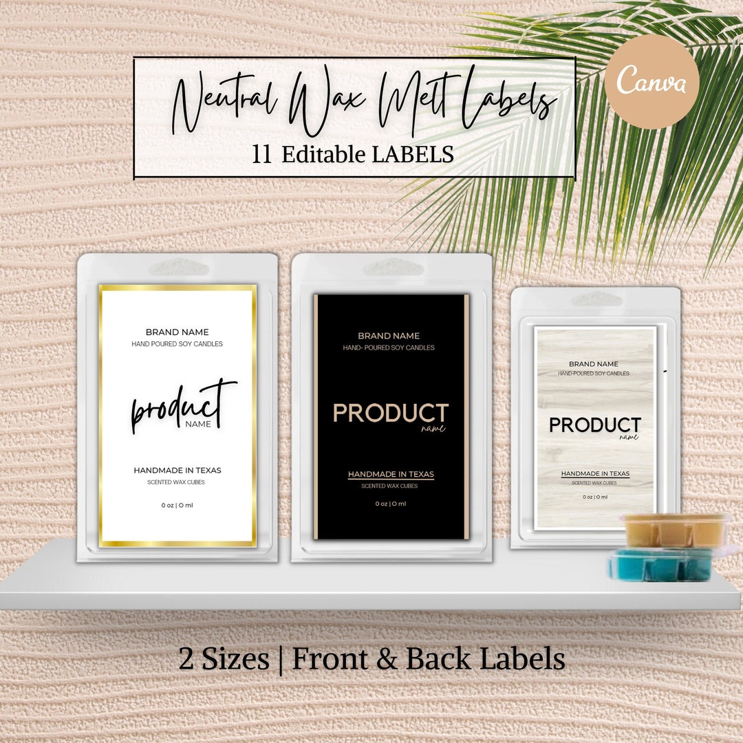 Neutral Editable Wax Melt Labels, Wax Tart Labels, Product Packaging ...