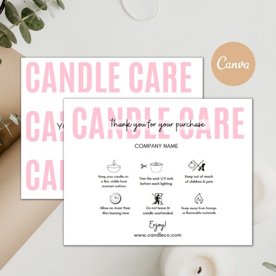 Editable Candle Care Card Printable Candle Care Template - Etsy