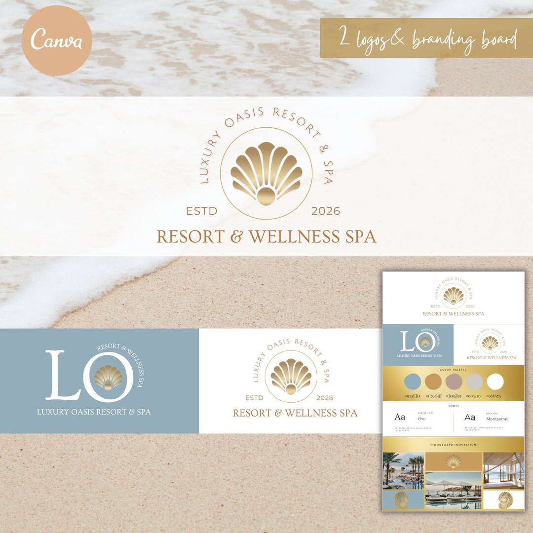 Spa Logo Branding: Editable Gold Resort Logo (canva Download) - Etsy