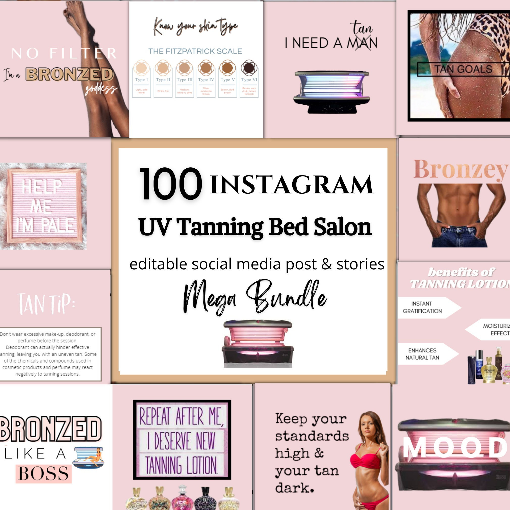 Instagram Tanning Bed Templates, Instagram Templates for UV Tanning ...