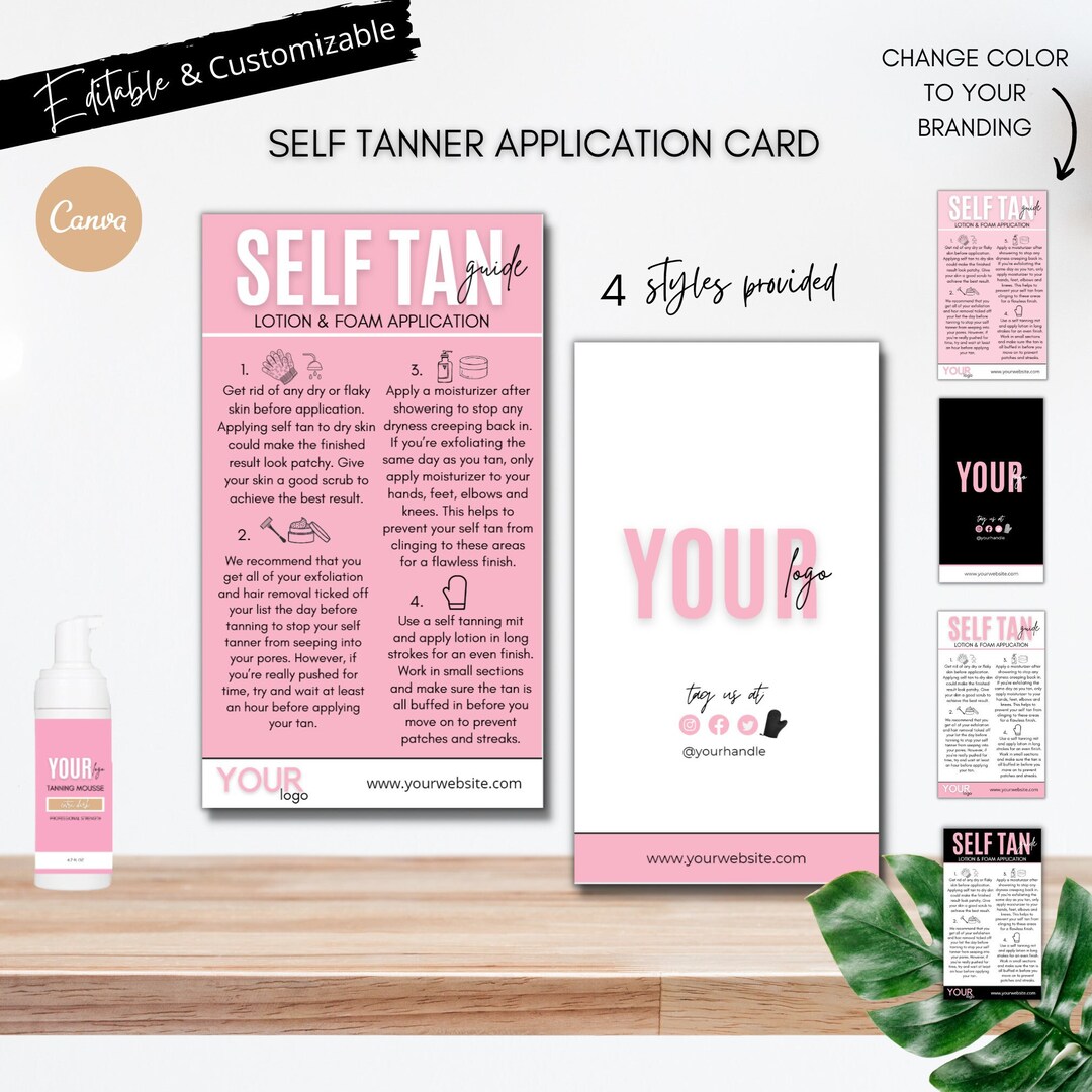Self Tanner Instruction Cards | Self Tan Application Guide | Sunless ...