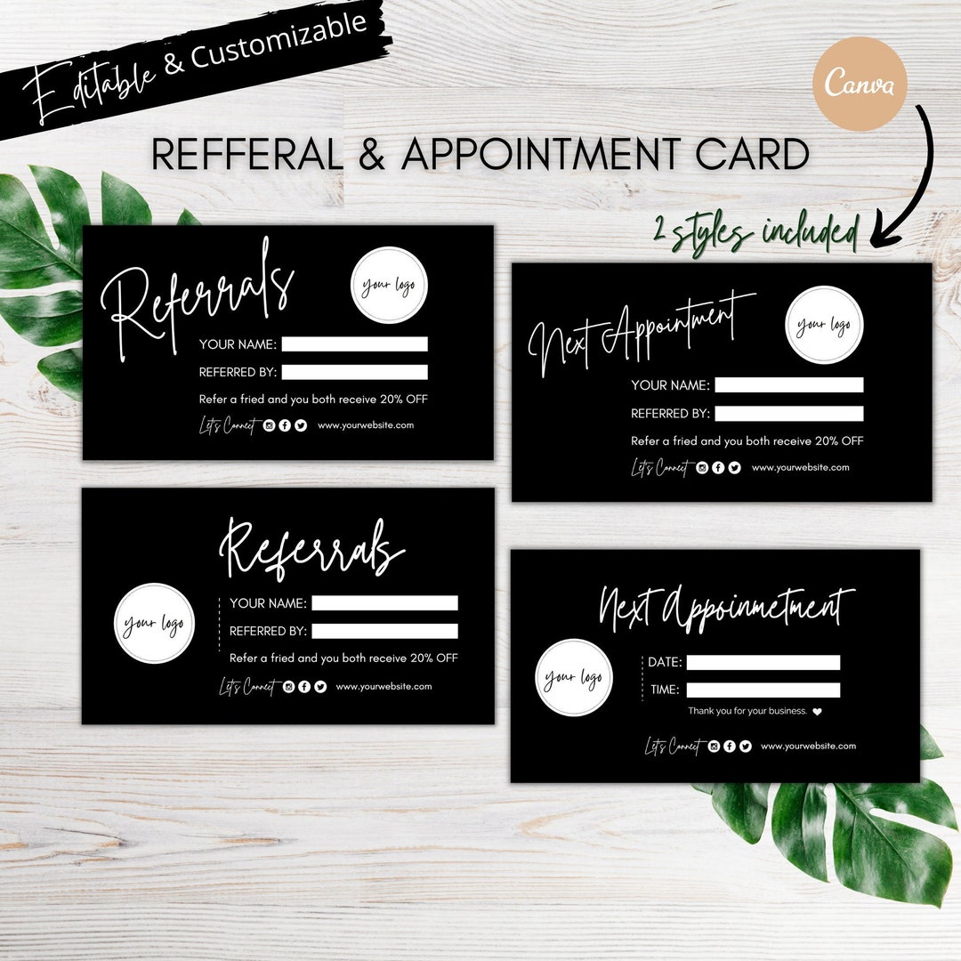 Appointment and Referral Card, Editable Appointment Card, Printable ...