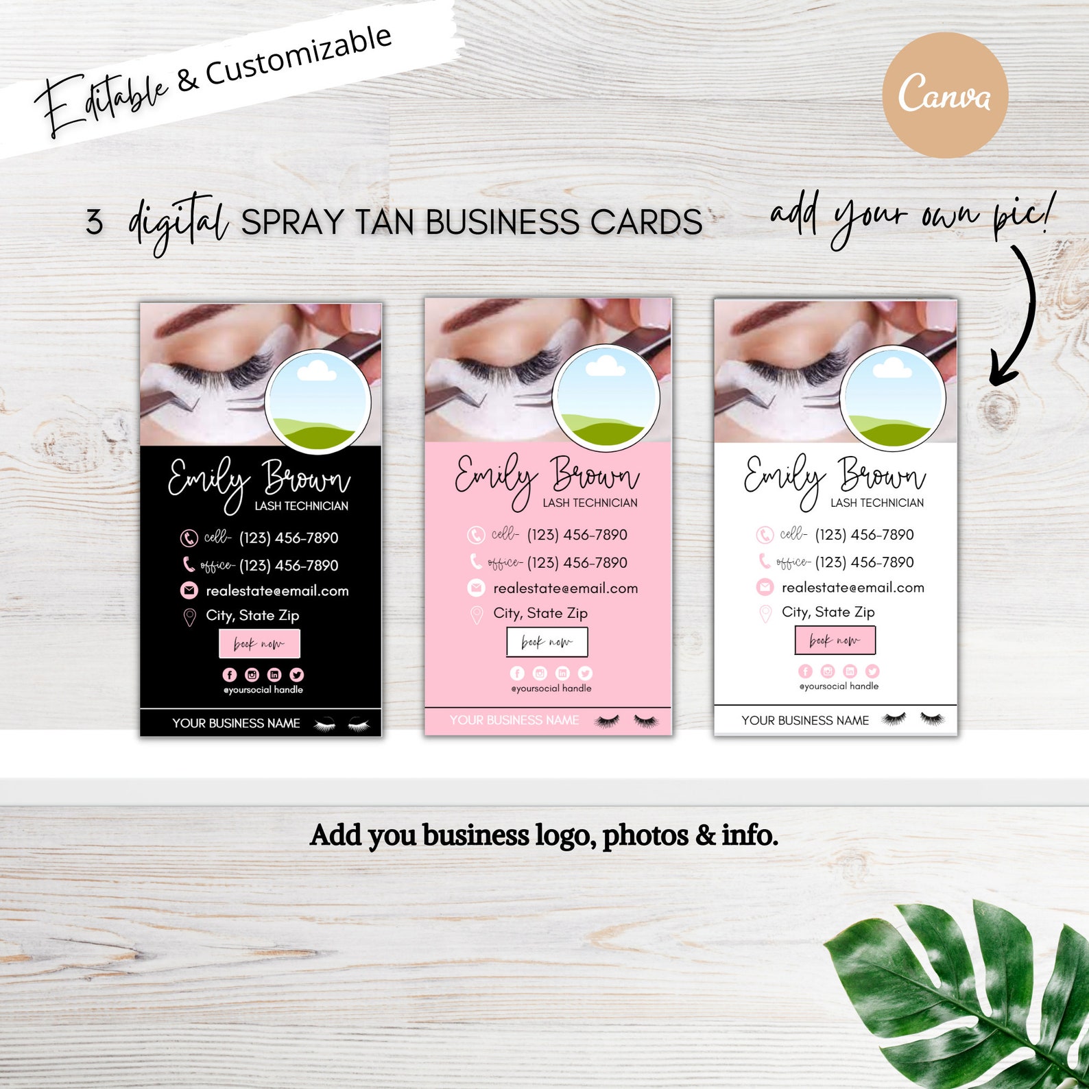 Lash Artist Digital Business Card Canva Template Lash Technician ...