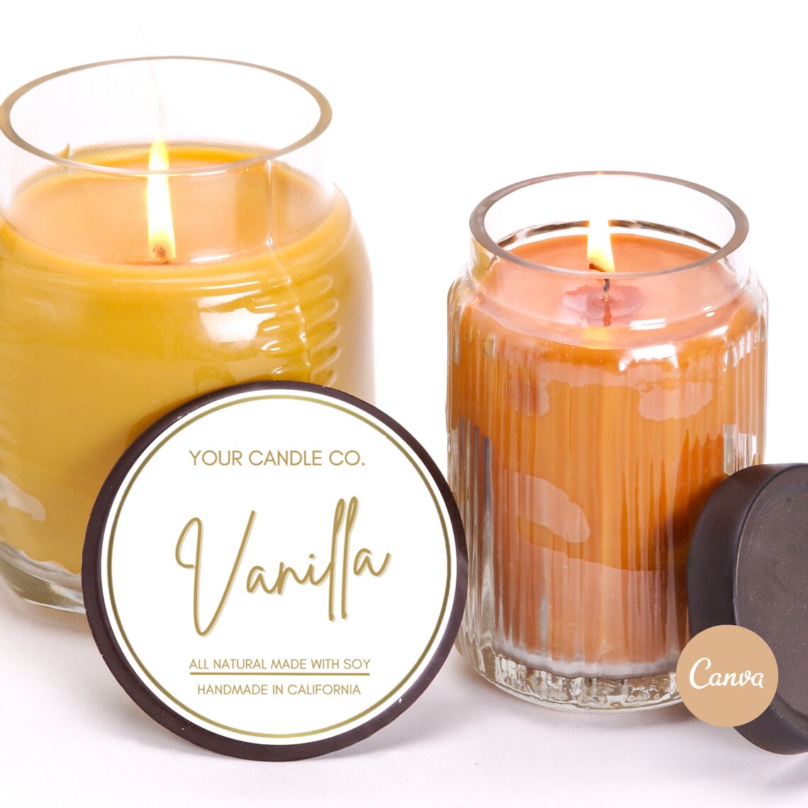 Editable Candle Template DIY Candle Label Faux Gold Foil | Etsy