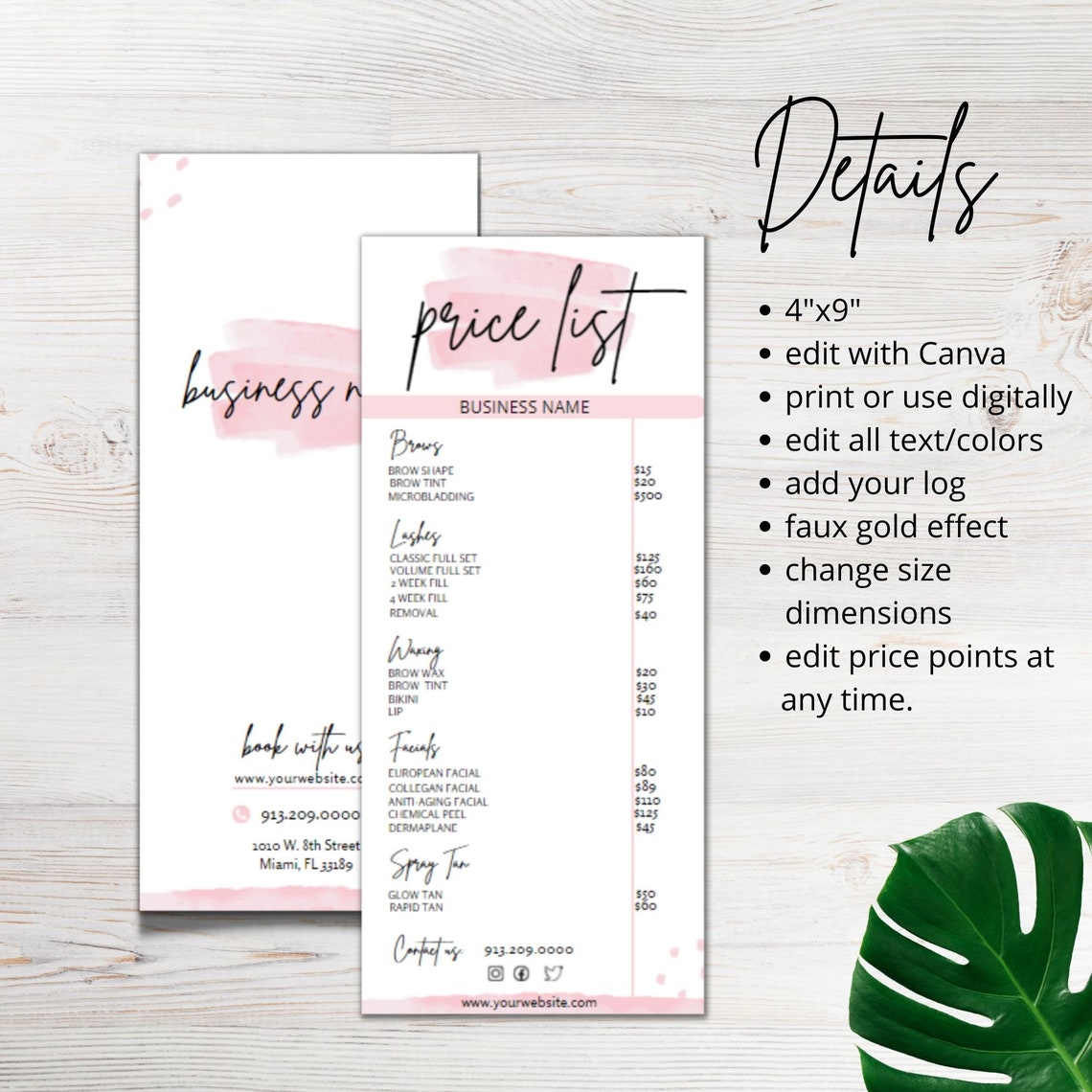 Editable Price List Template, Custom Menu Design, Printable Price Sheet ...