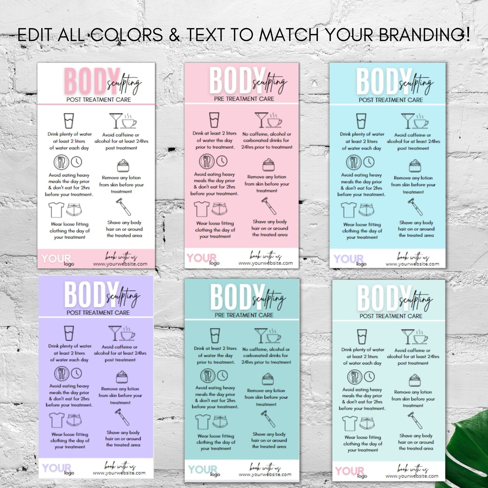 Body Sculpting Pre and Post Care Template, Editable Body Contouring ...