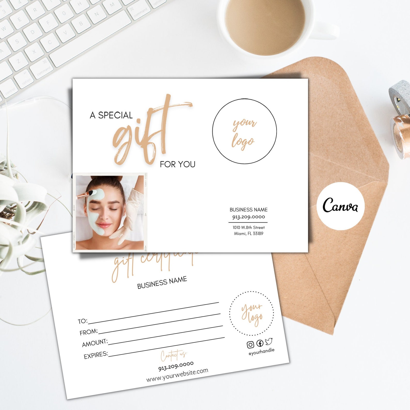 Spa Certificate Template, Salon Gift Card Template, Gift Voucher ...
