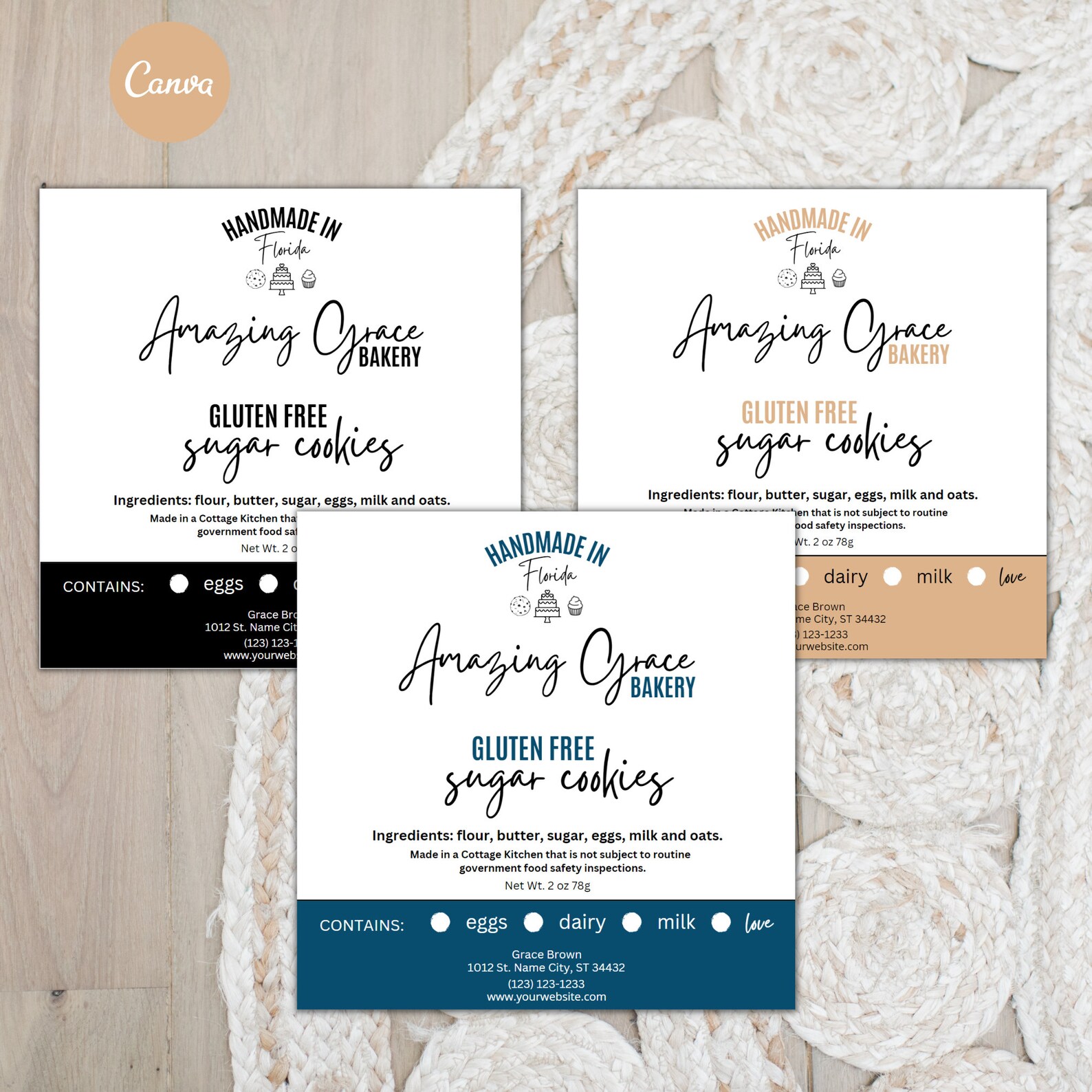 Editable Bakery Label Template: Custom Cookie Ingredients (digital ...