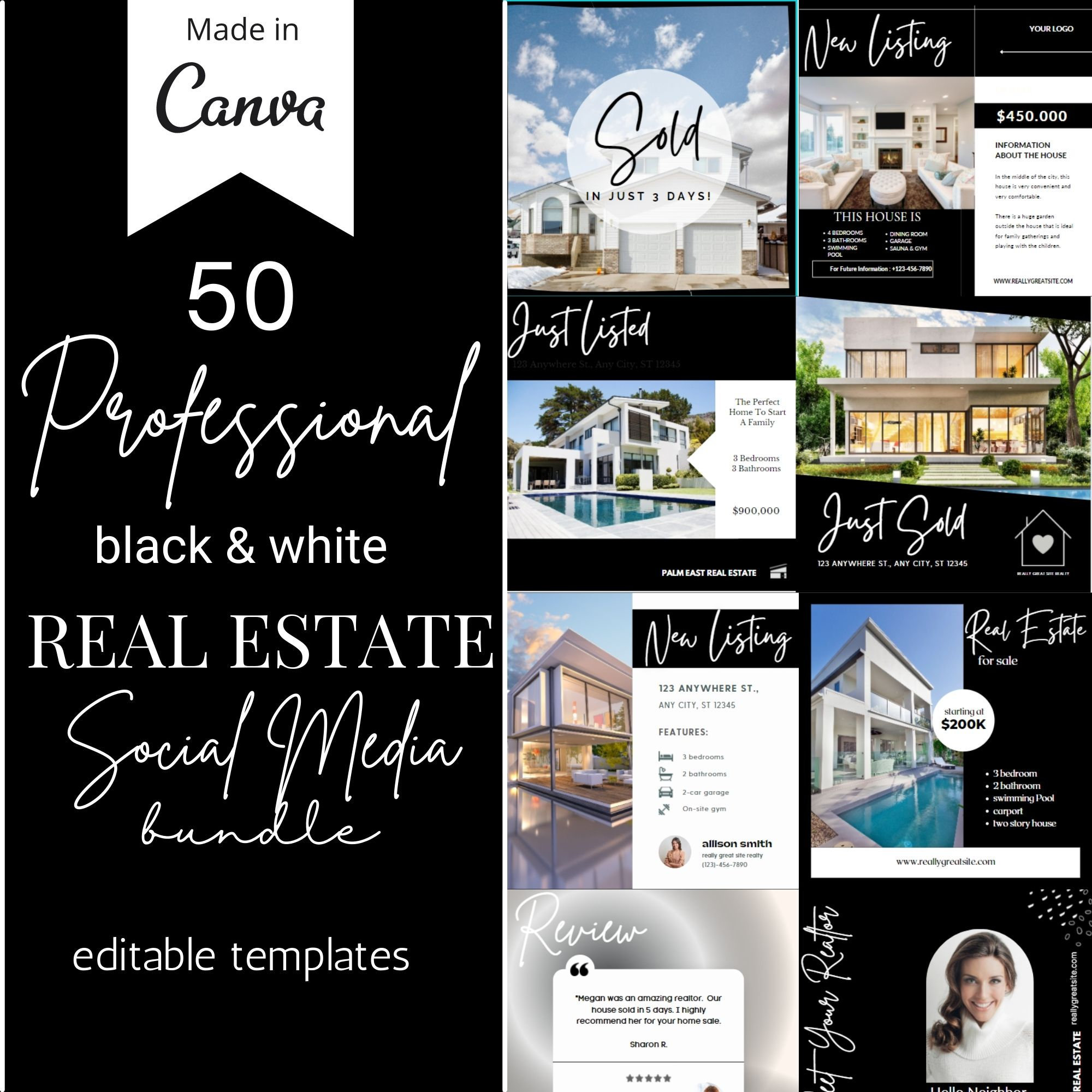 Real Estate Agent Social Media Templates Bundle Real Estate | Etsy