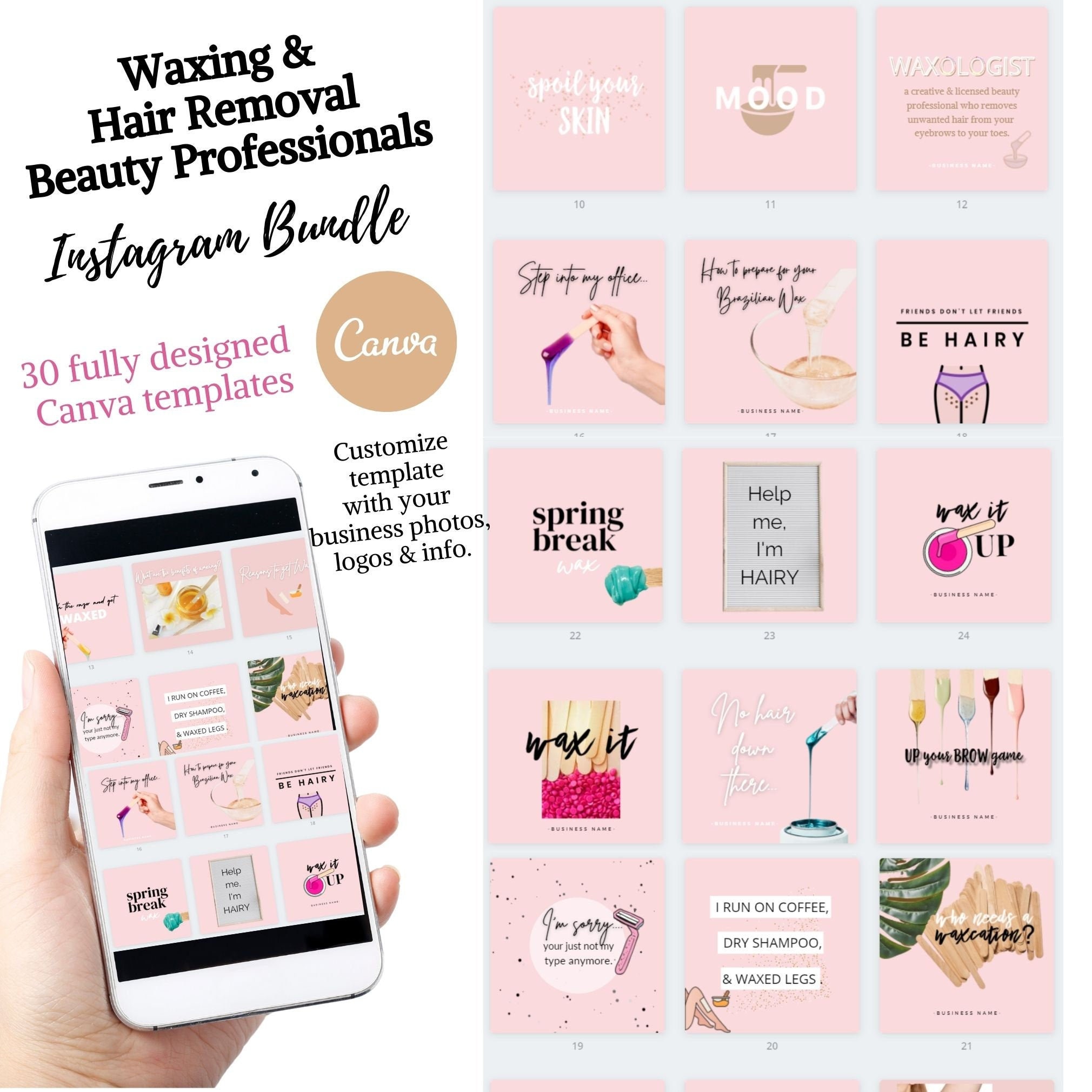 30 Hair Removal Instagram Posts, Waxing Specialist Post, Social Media ...