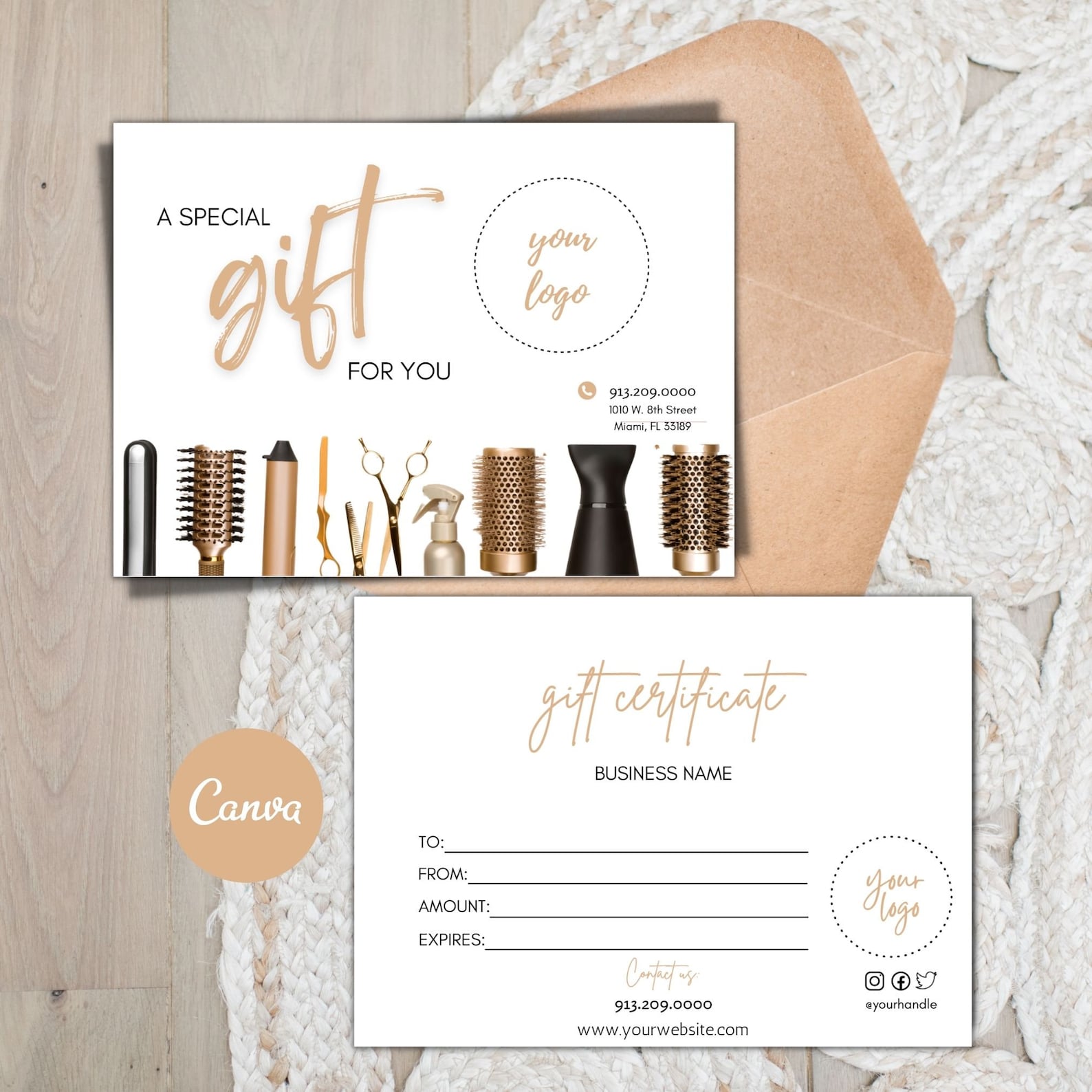 Gift Certificate Template, Salon Gift Card Template, Gift Voucher ...