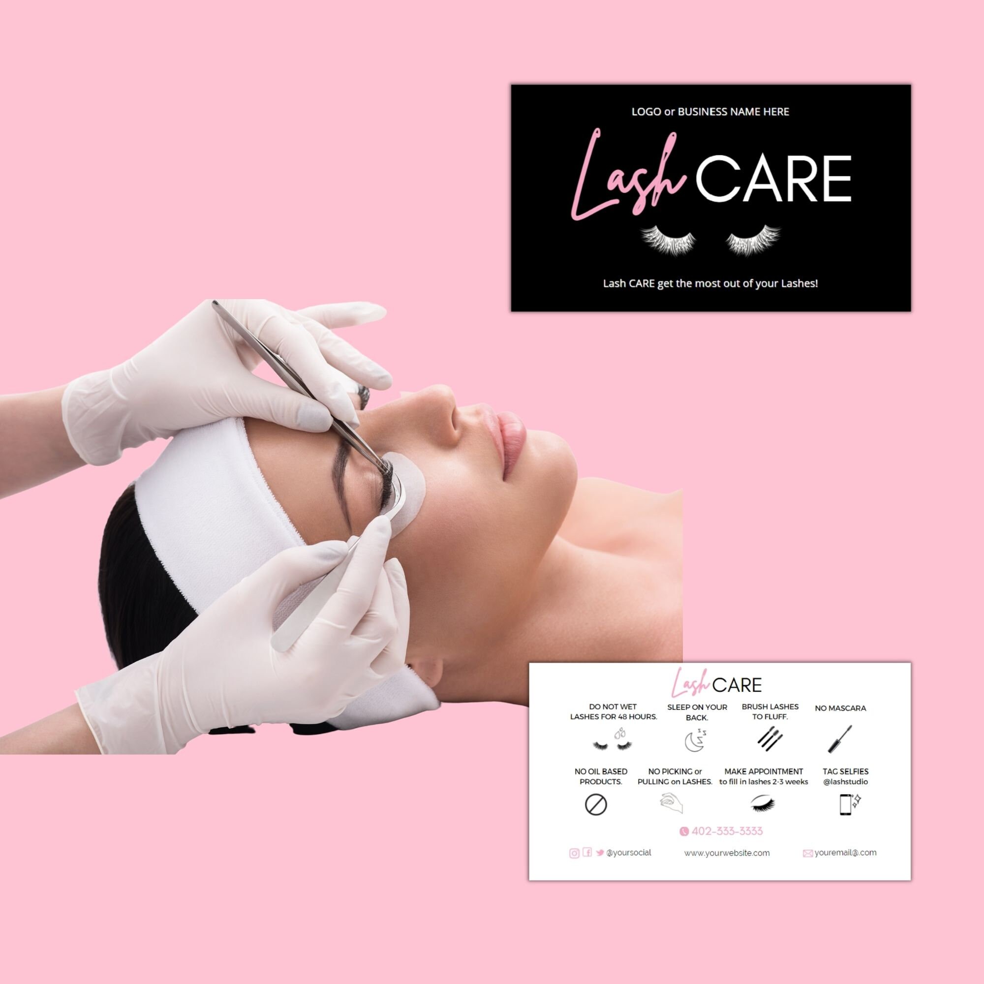 Lash Care Card Editable After Care Card Lash Extensions - Etsy
