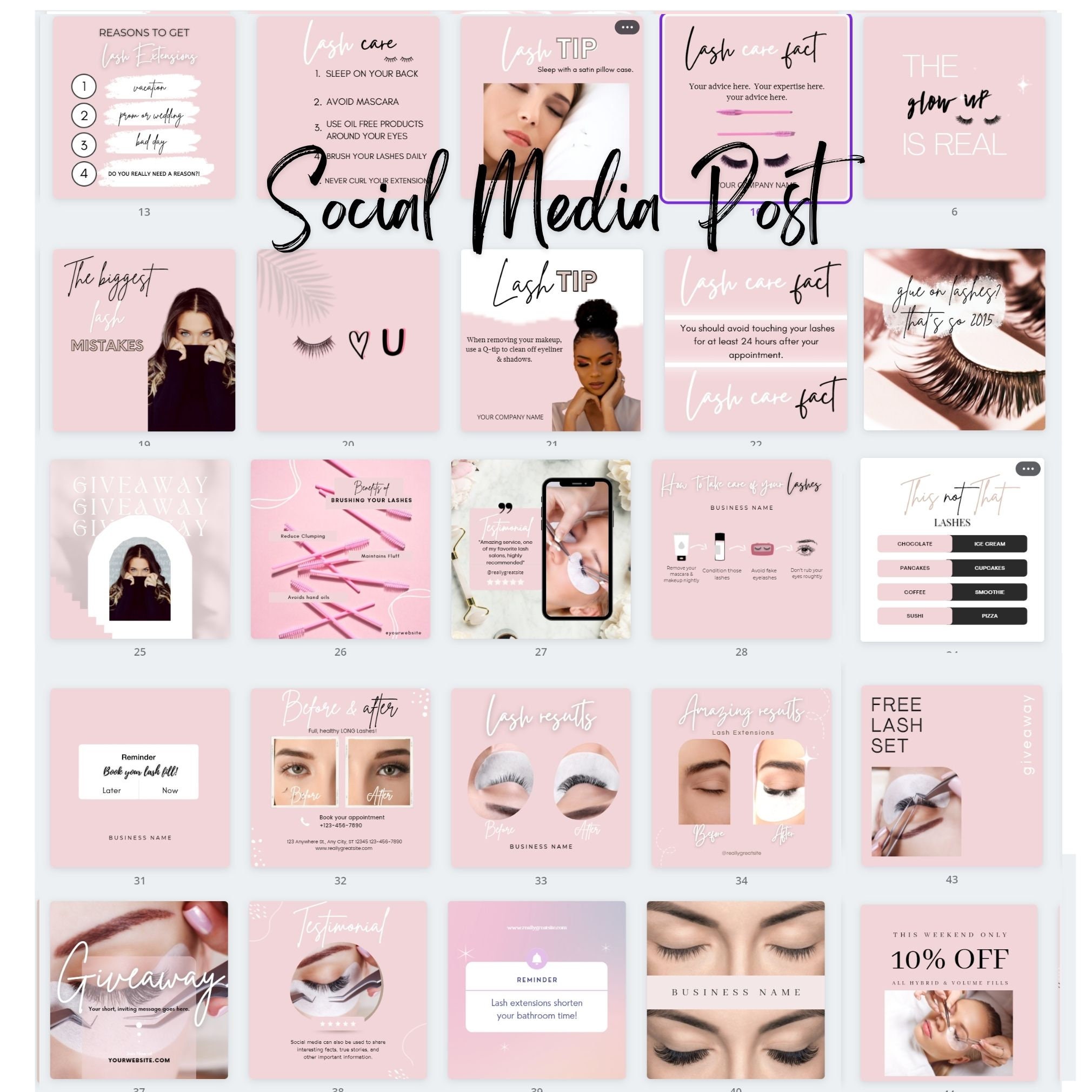 100 Lash Tech Instagram Posts, Lash Artist, Lash Social Media Posts ...