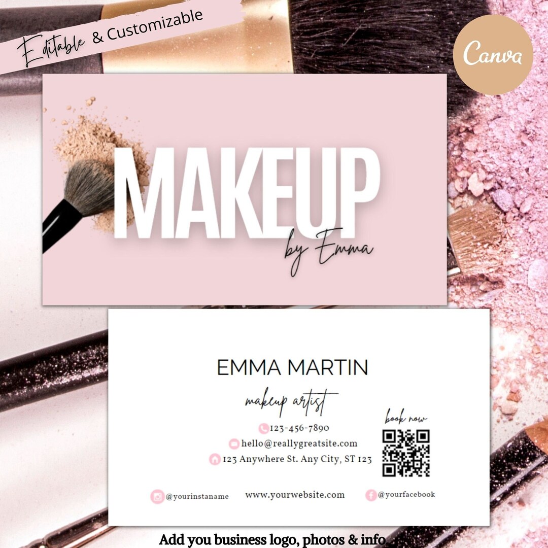 DIY Business Card, Business Card, Makeup Artist Business Card, Makeup ...