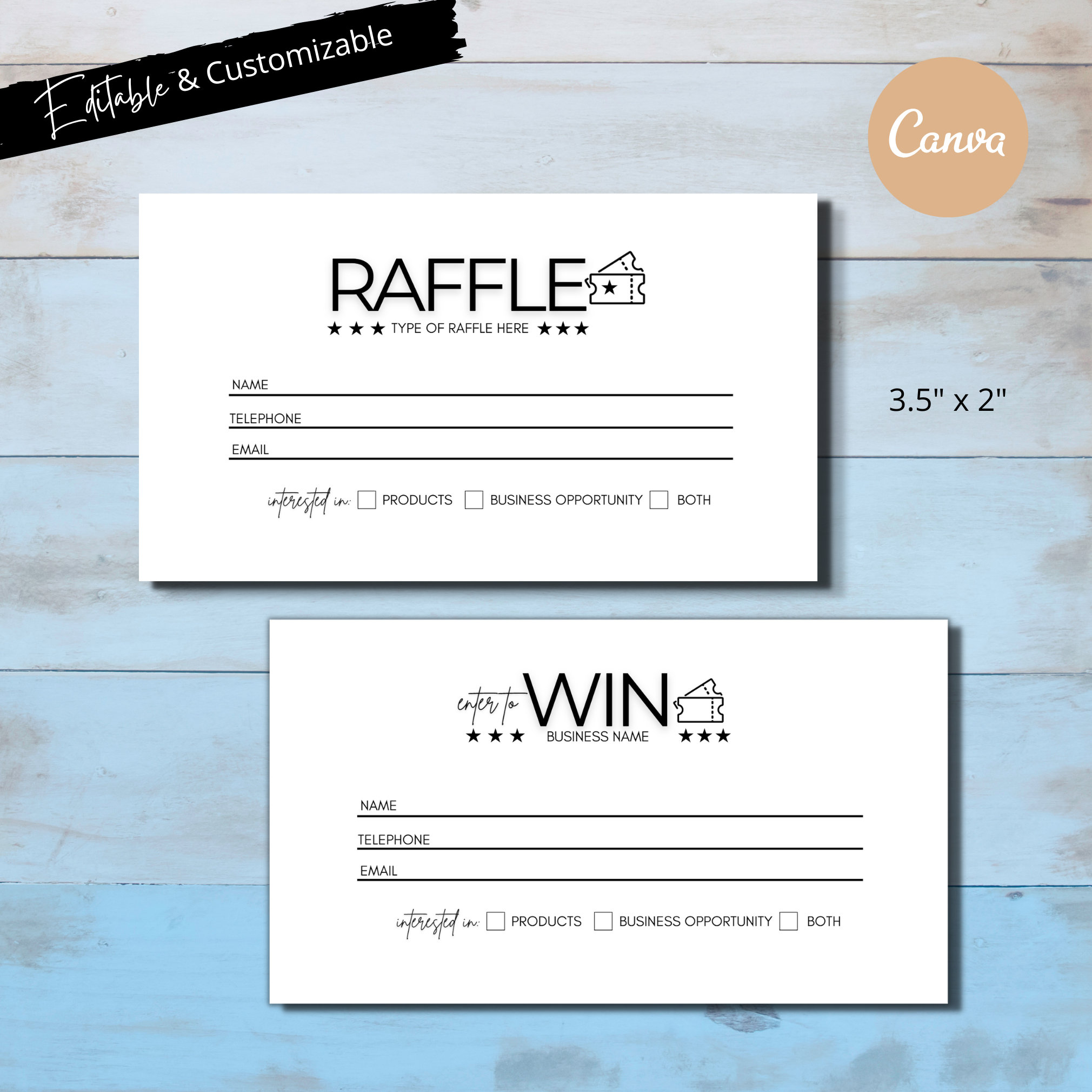 Editable Raffle Ticket Template, Enter to Win Template, Business Raffle ...