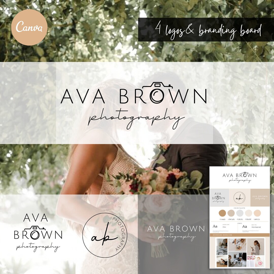 Editable Photography Logo Watermark: Minimalist Canva Template (instant ...