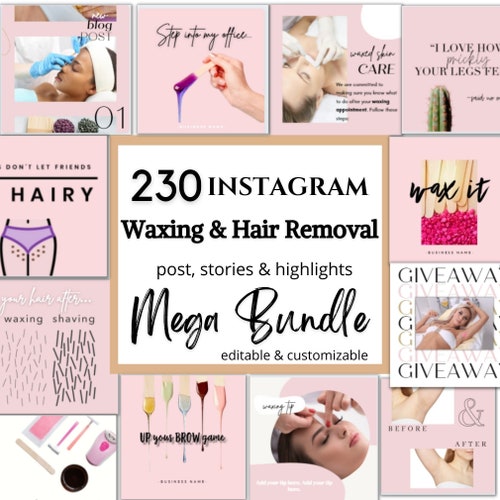 Waxing Instagram Post Templates Hair Removal Esthetician - Etsy