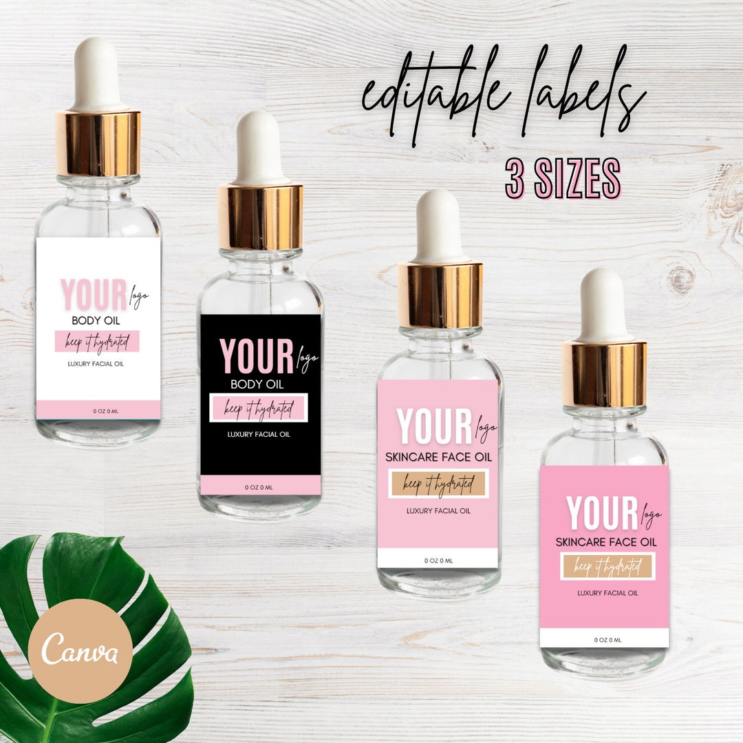 Editable Dropper Bottle Label, DIY Boston Round Bottle Essential Oil ...