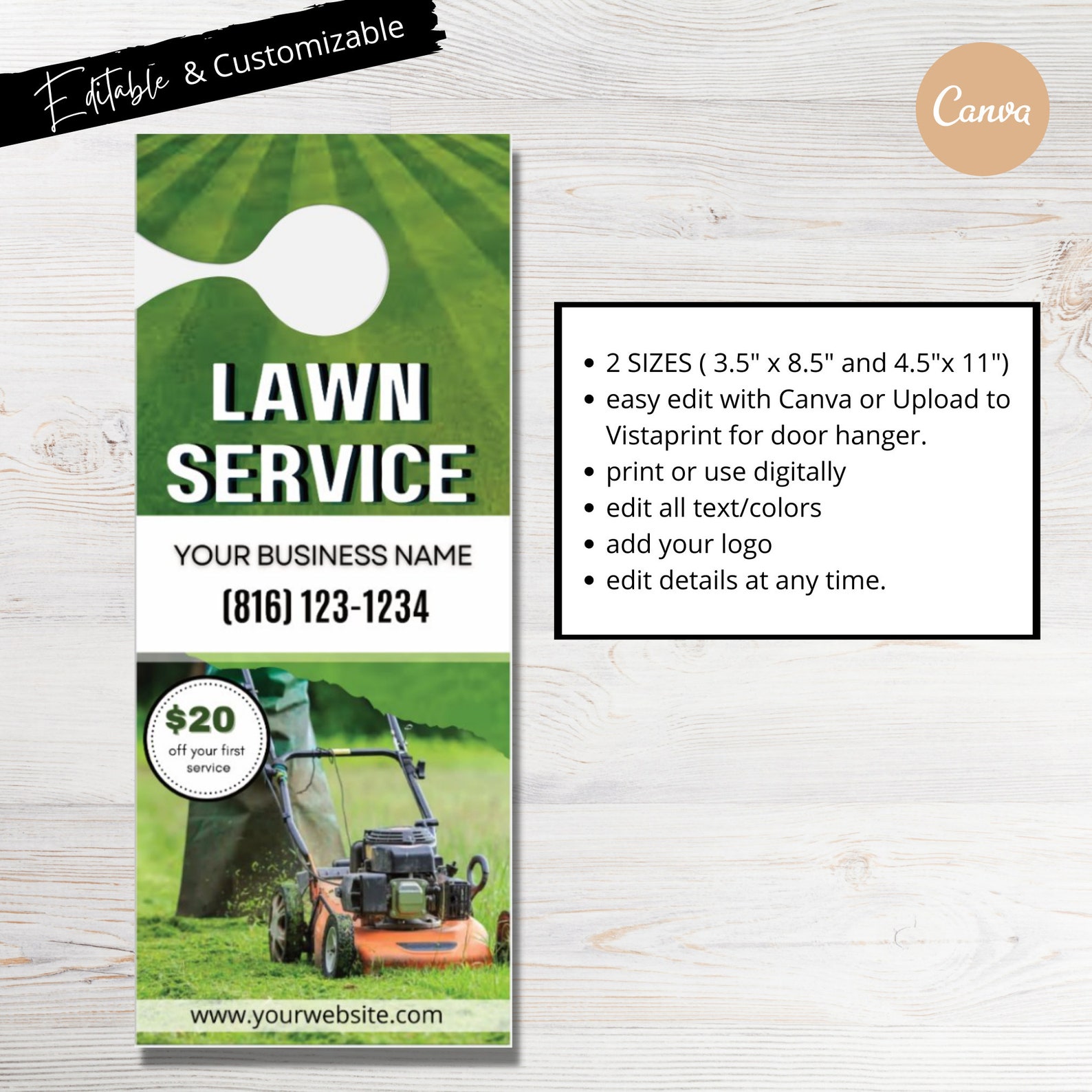 Lawn Service Door Hanger Template: Customizable Marketing Flyer (canva ...