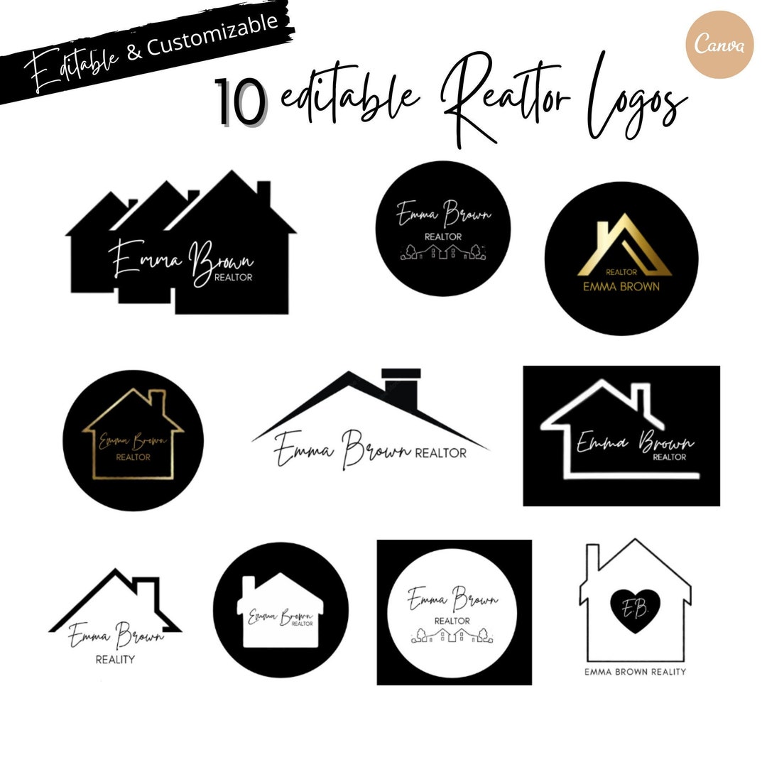 10 Editable Realtor Logos: Simple Real Estate Branding (canva) - Etsy ...