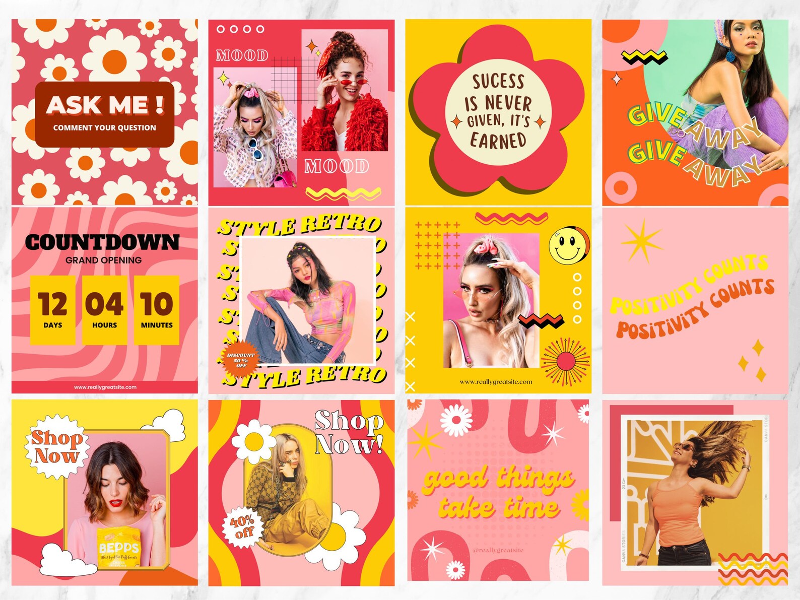 Retro Instagram Post Templates Groovy Instagram Posts - Etsy