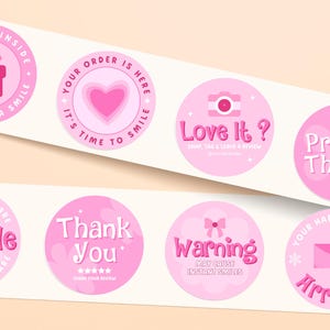 Pink Packaging Sticker Template Canva, Editable Sticker Designs, Cute ...