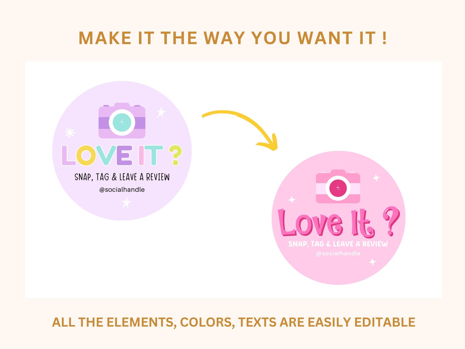 Pastel Packaging Sticker Template Canva, Editable Sticker Designs, Cute ...