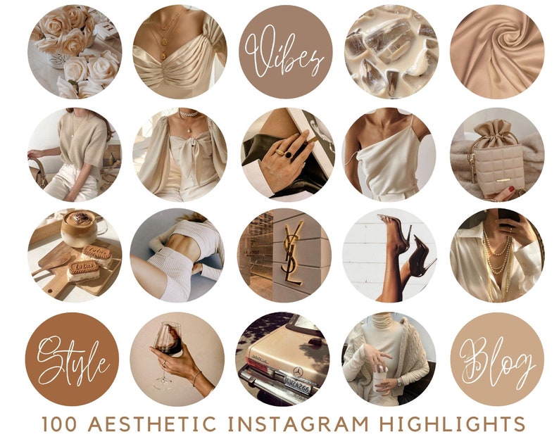 100 Aesthetic Instagram Highlight Covers Canva, Beige Instagram Story ...