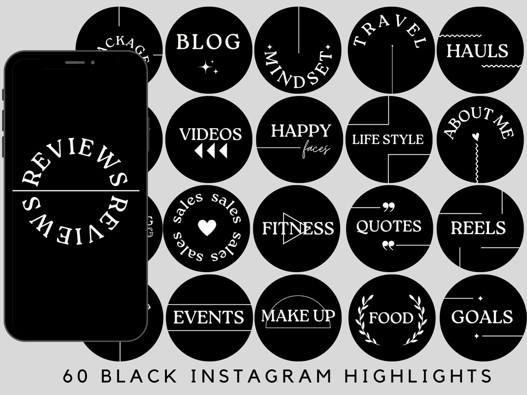 Instagram Highlight Covers, Black White Instagram Highlights ...