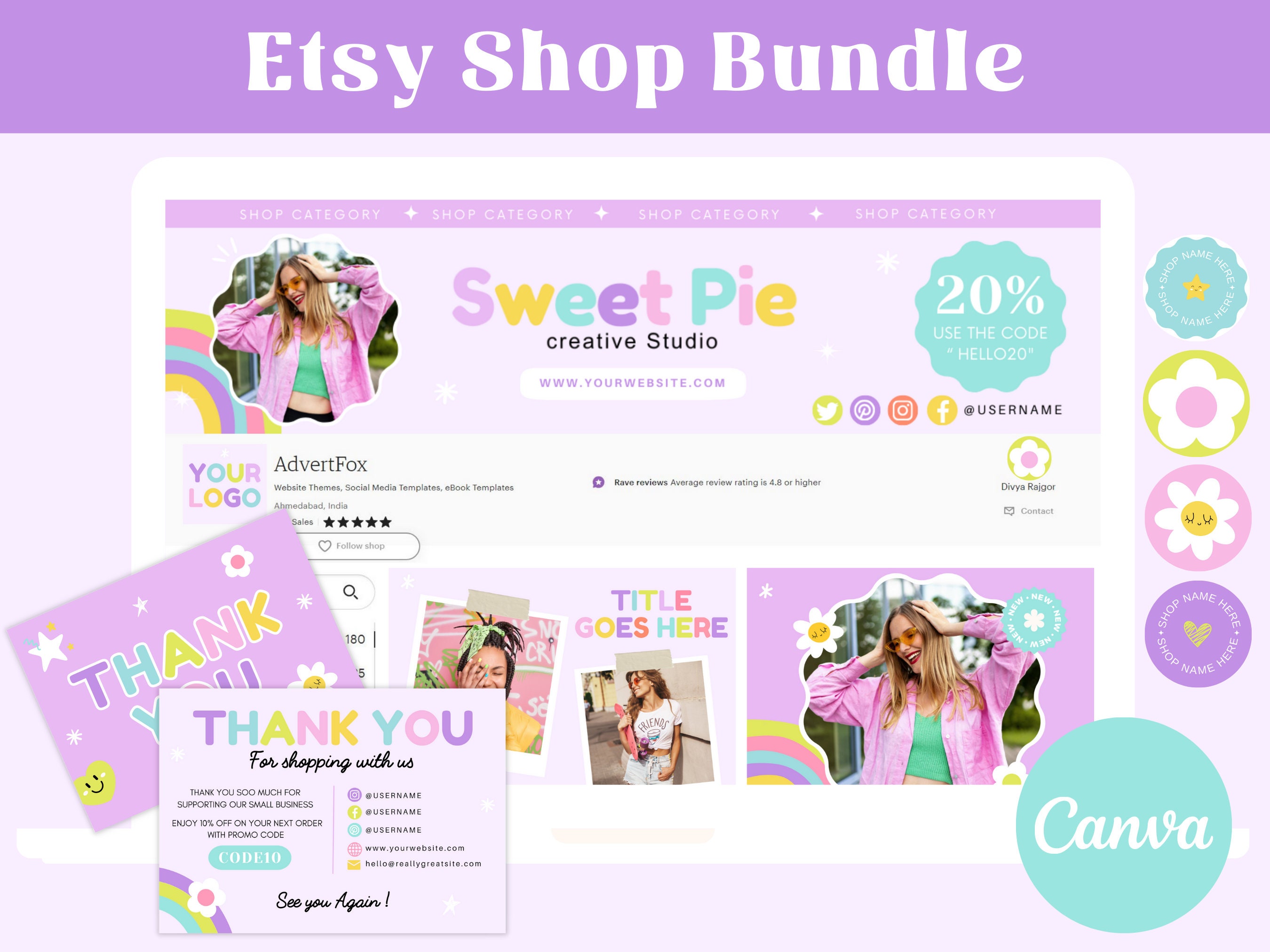 Etsy Shop Bundle Colorful Etsy Store Banner Templates Etsy - Etsy