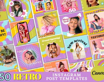 Instagram Post Templates, Retro Instagram Templates , 90's Social Media ...