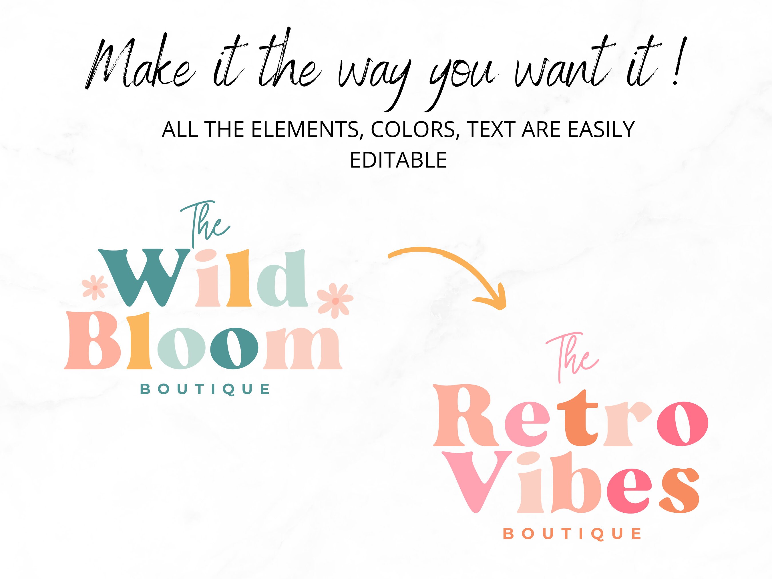 Boho Logo Template Canva Editable Logo Design DIY Canva Logo - Etsy