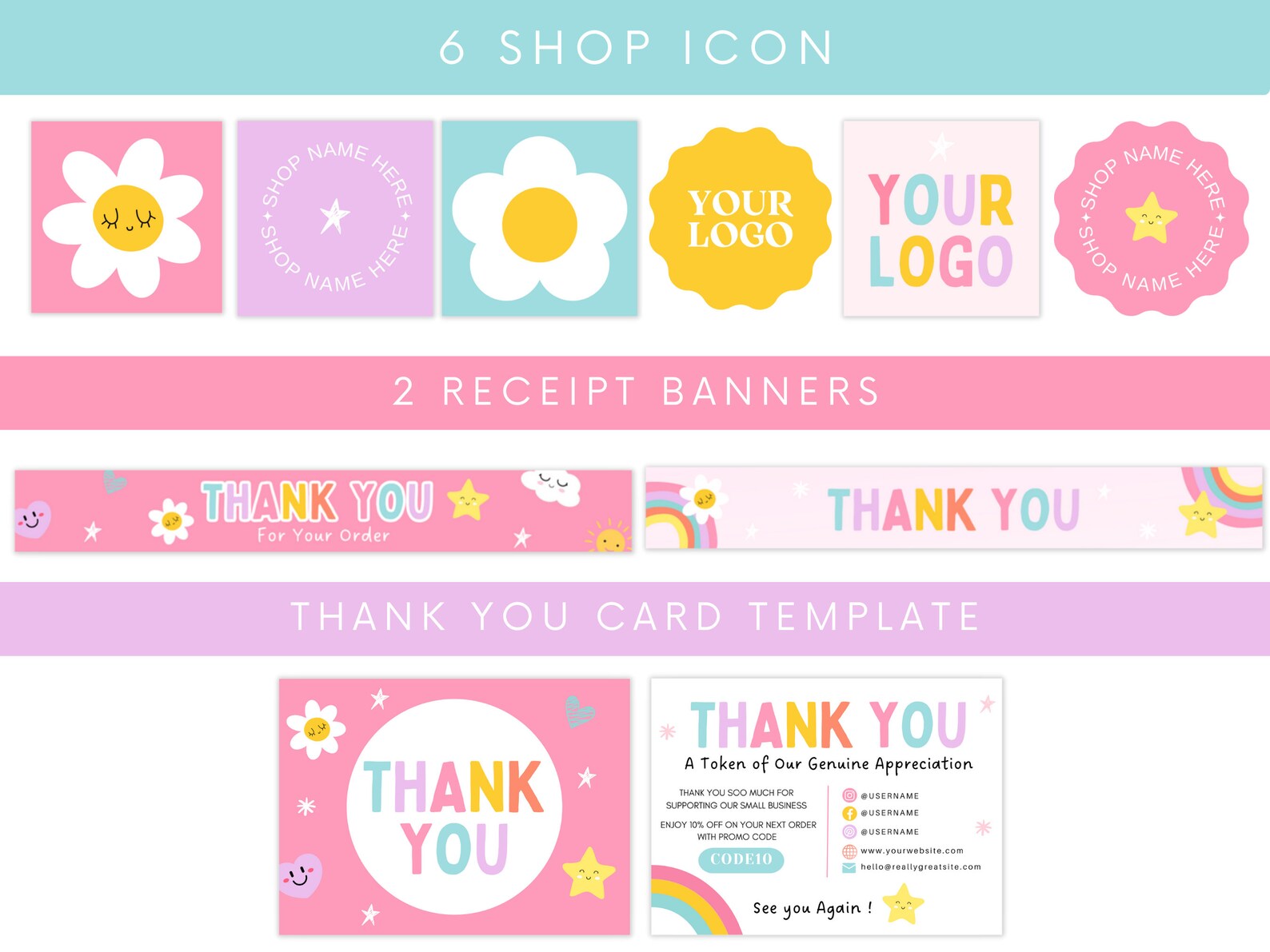 Etsy Shop Bundle, Colorful Etsy Store Banner Templates, Etsy Listing ...