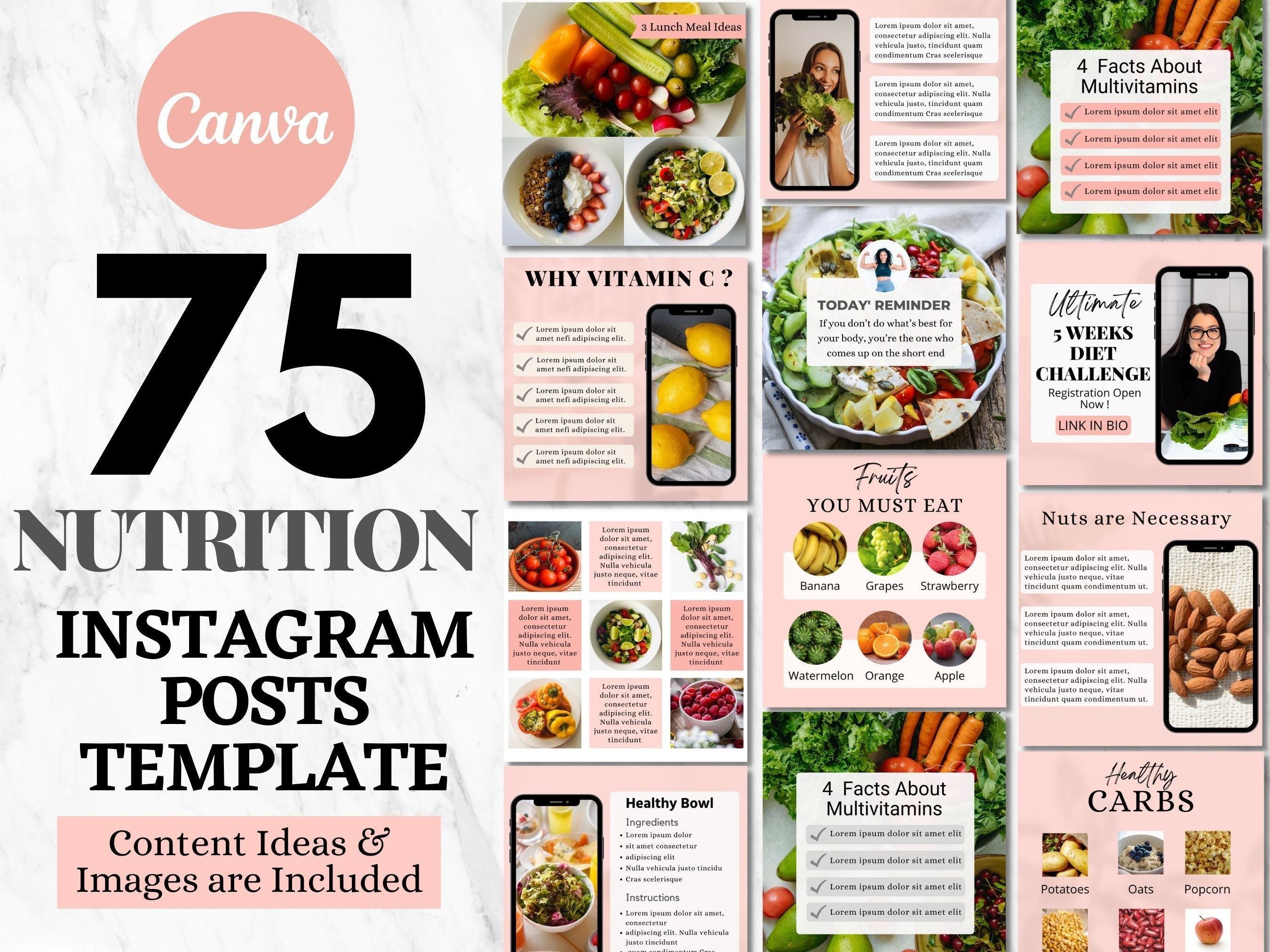 Nutrition Instagram Posts Health Coach Instagram Templates - Etsy