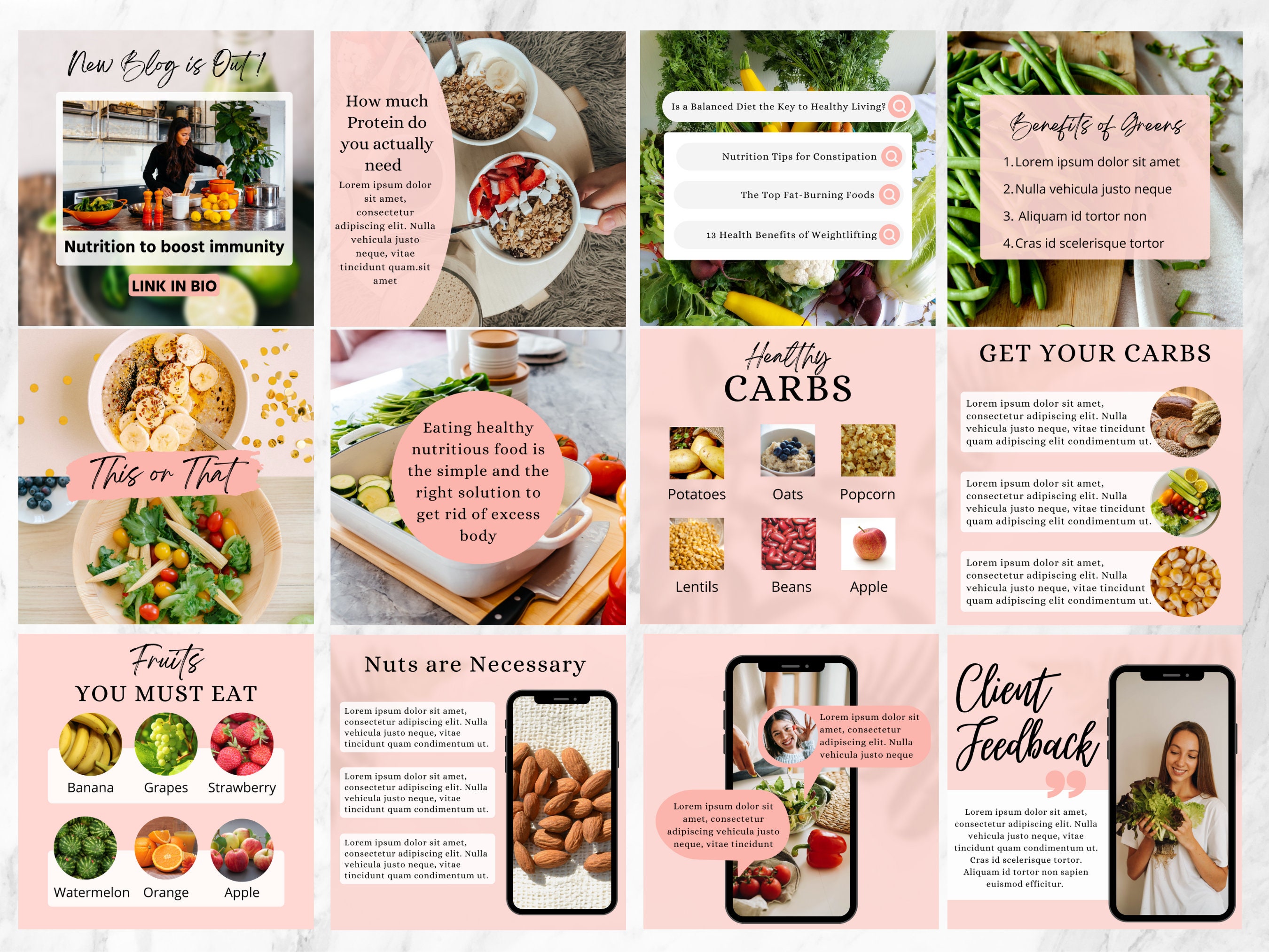 Nutrition Instagram Posts Health Coach Instagram Templates - Etsy