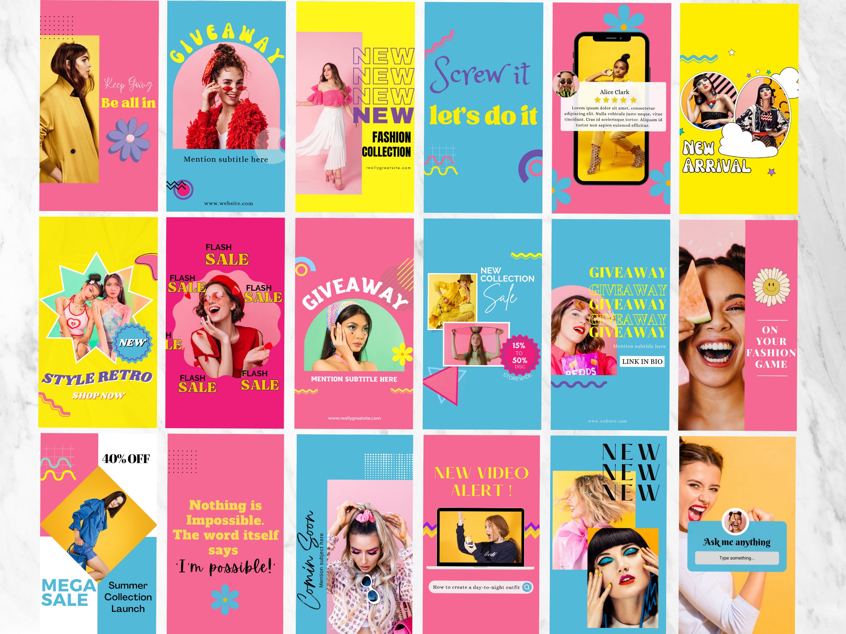 Retro Instagram Story Templates Rainbow Instagram Stories - Etsy