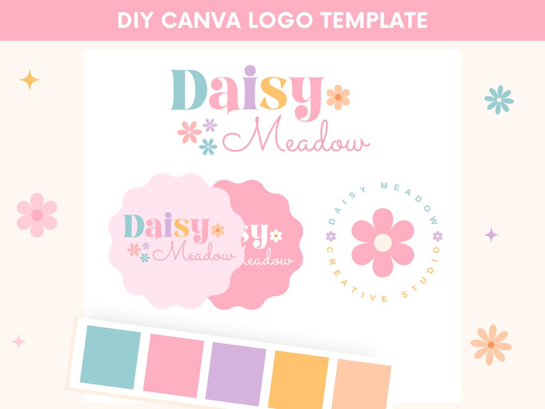 Daisy Logo Template Canva, Editable Logo Design, Bright Logo Template ...