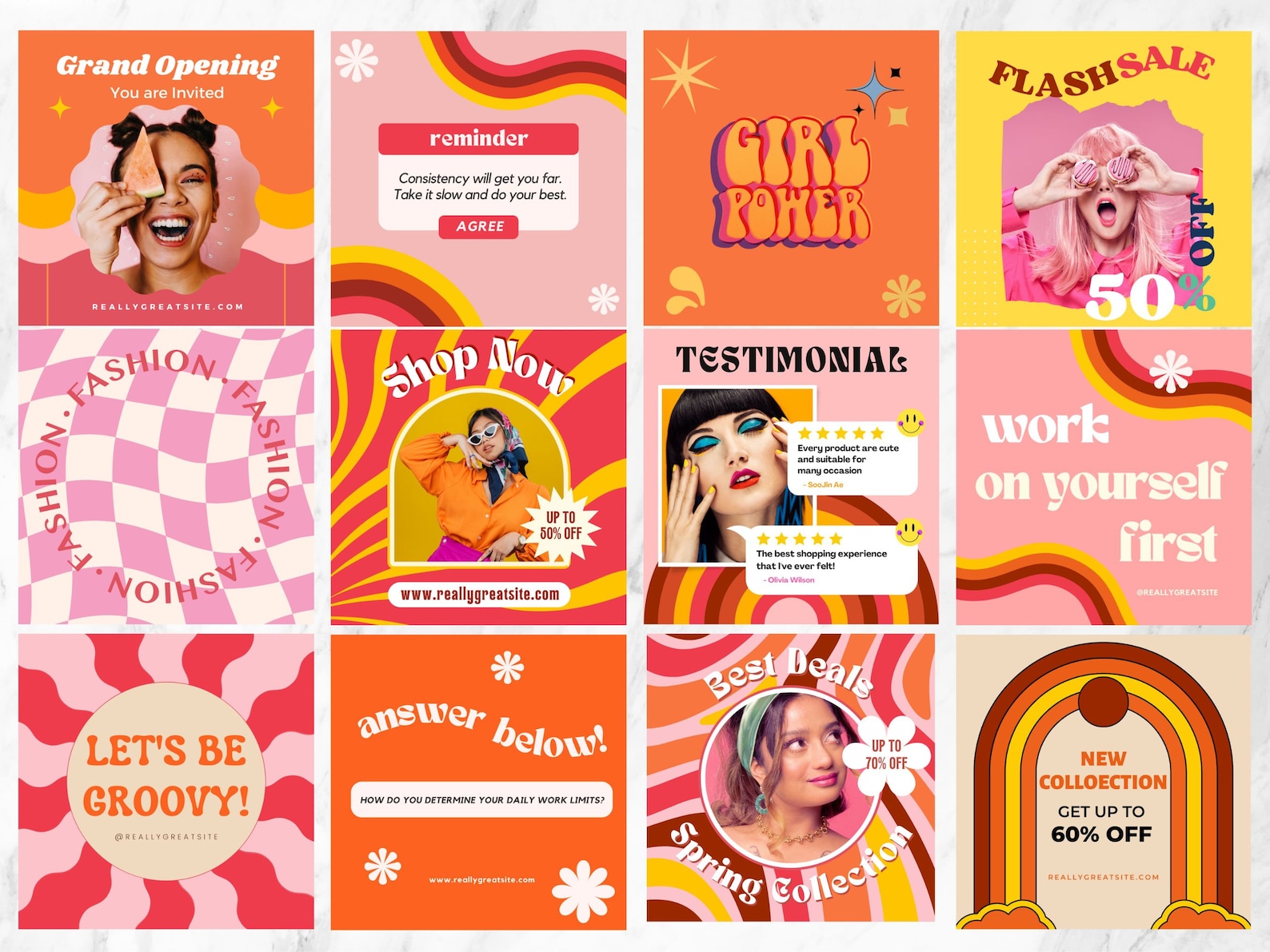 Retro Instagram Post Templates Groovy Instagram Posts - Etsy