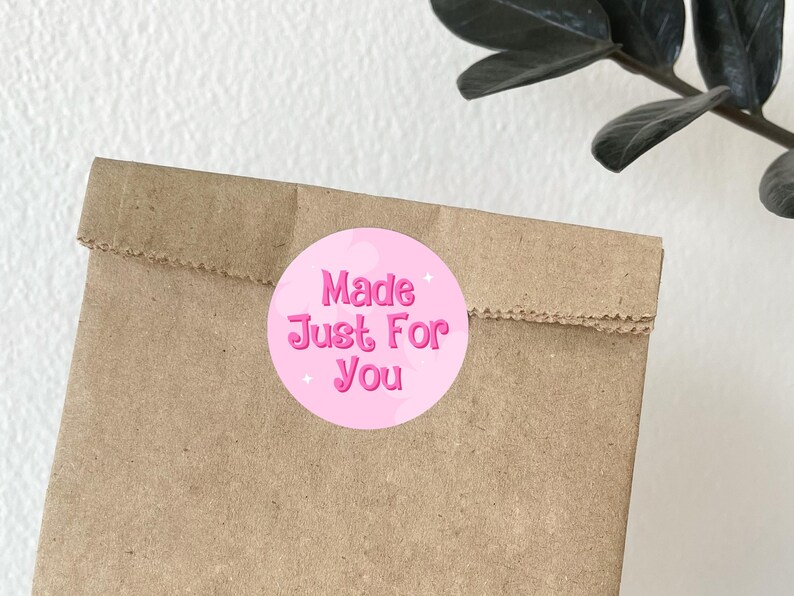 Pink Packaging Sticker Template Canva, Editable Sticker Designs, Cute ...