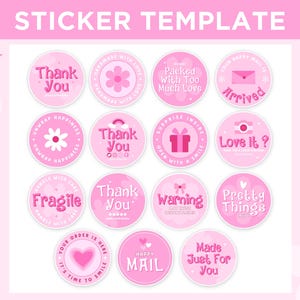 Pink Packaging Sticker Template Canva, Editable Sticker Designs, Cute ...
