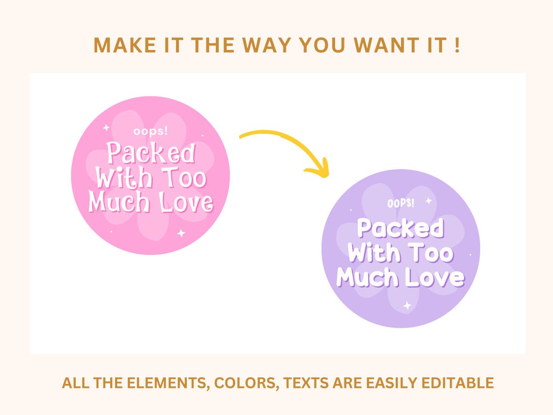 Pink Packaging Sticker Template Canva, Editable Sticker Designs, Cute ...
