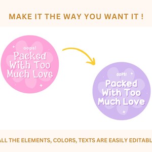 Pink Packaging Sticker Template Canva, Editable Sticker Designs, Cute ...