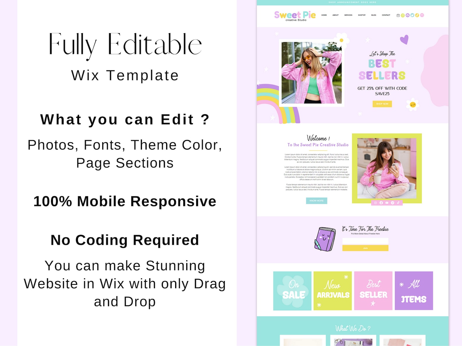 Wix Website Template, Colorful Wix Website Theme, Creative Wix Website ...
