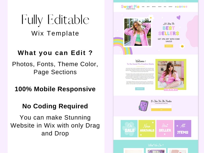 Wix Website Template, Colorful Wix Website Theme, Creative Wix Website ...