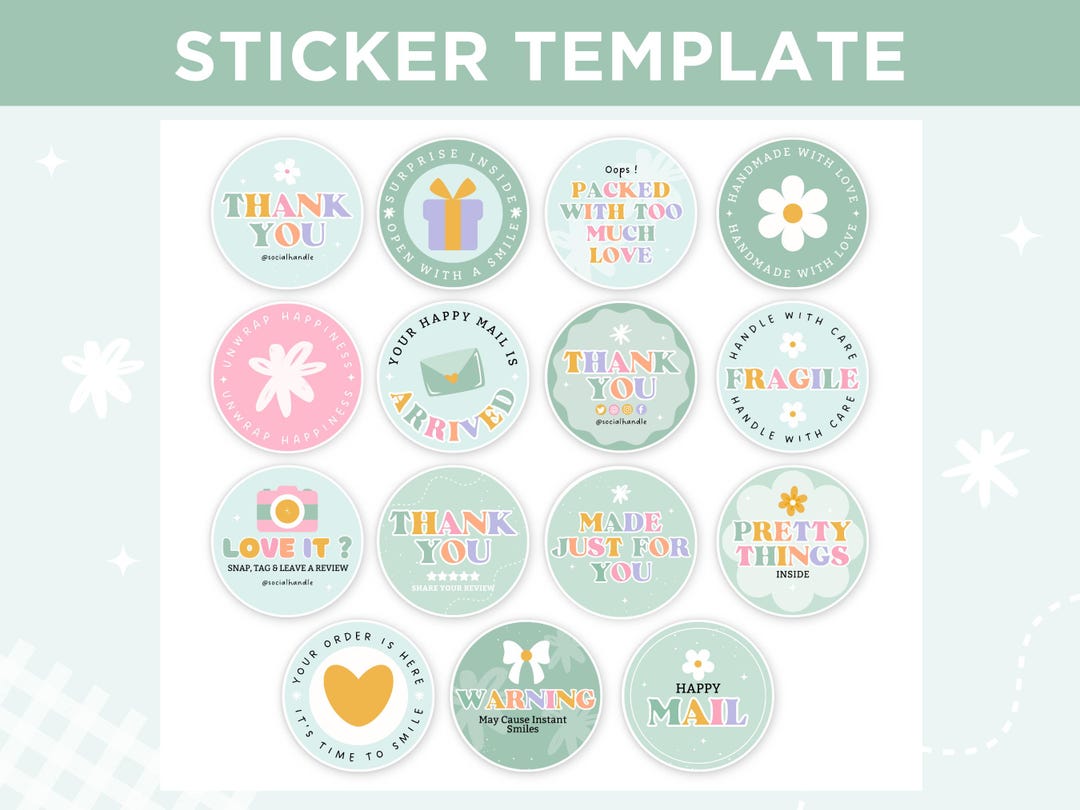 Pastel Packaging Sticker Template Canva, Editable Sticker Designs, Cute ...