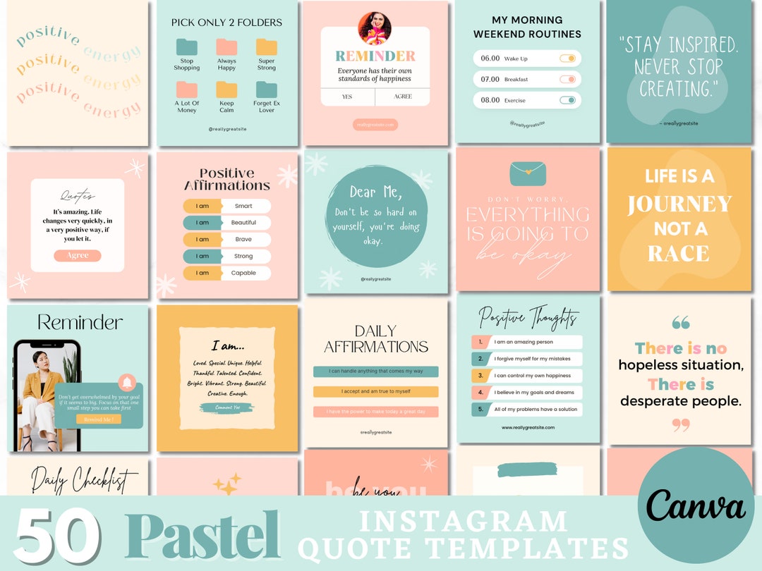 Pastel Instagram Post Template Canva Quotes for Instagram - Etsy Australia